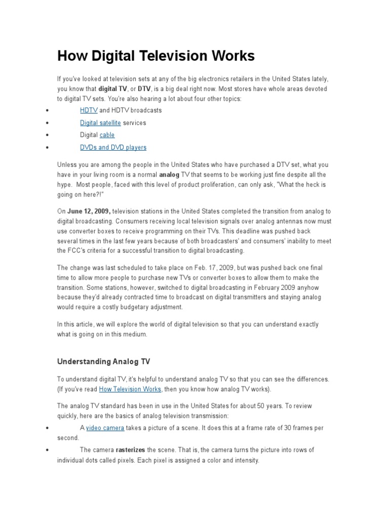 How Digital Television Works | Download Free PDF | Digital Television ...
