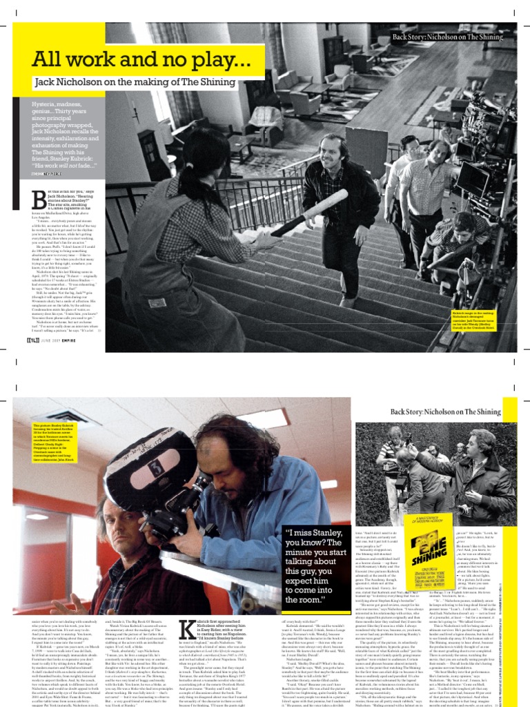 Jack Nicholson The Shining Interview Nev Pierce | PDF | Cinema Of The ...