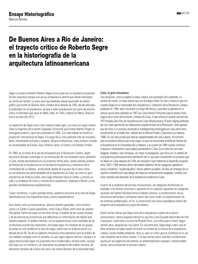 Roberto Segre 1934 2013 | PDF | la Habana | Cuba