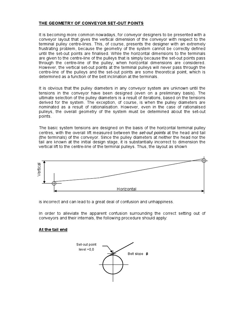 Conveyor Set-Out Points Explained | PDF | Belt (Mechanical) | Space