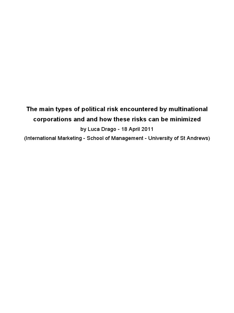 The Main Types of Political Risk Encountered by Multinational ...