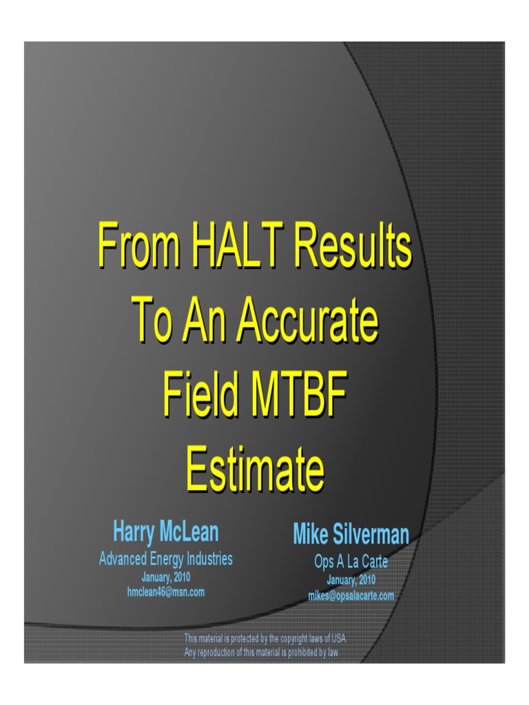 From HALT Results To An Accurate Field MTBF - Presentation | PDF | Reliability Engineering ...