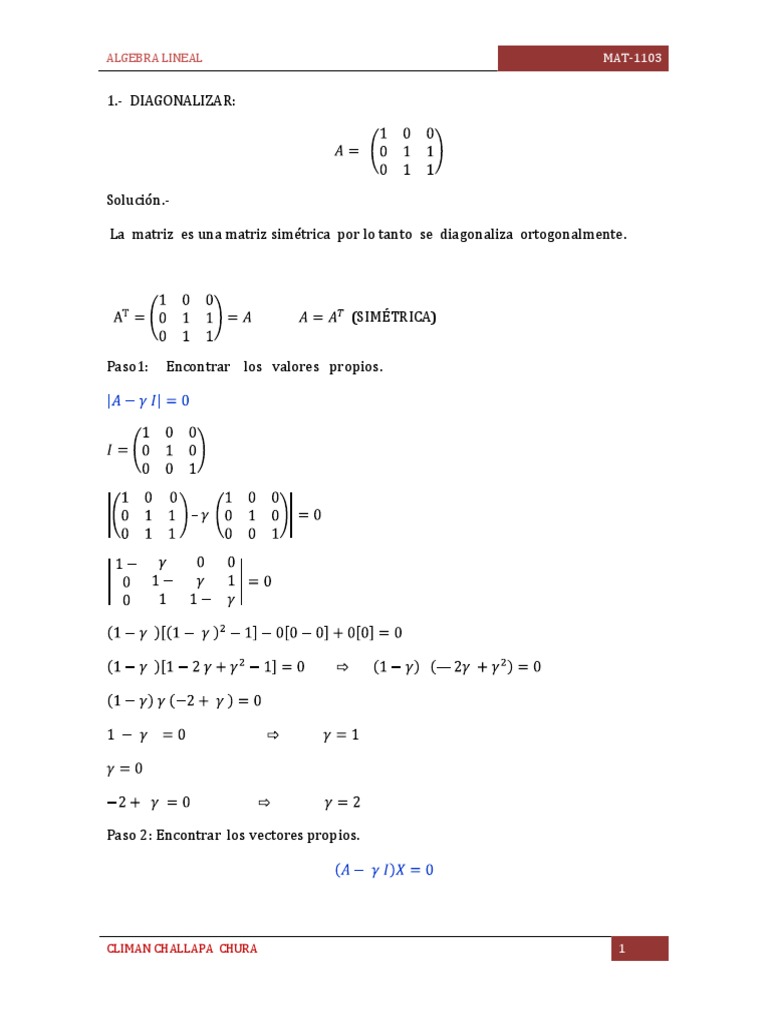 Diagonalizacion | PDF | Valores propios y vectores propios | Álgebra lineal