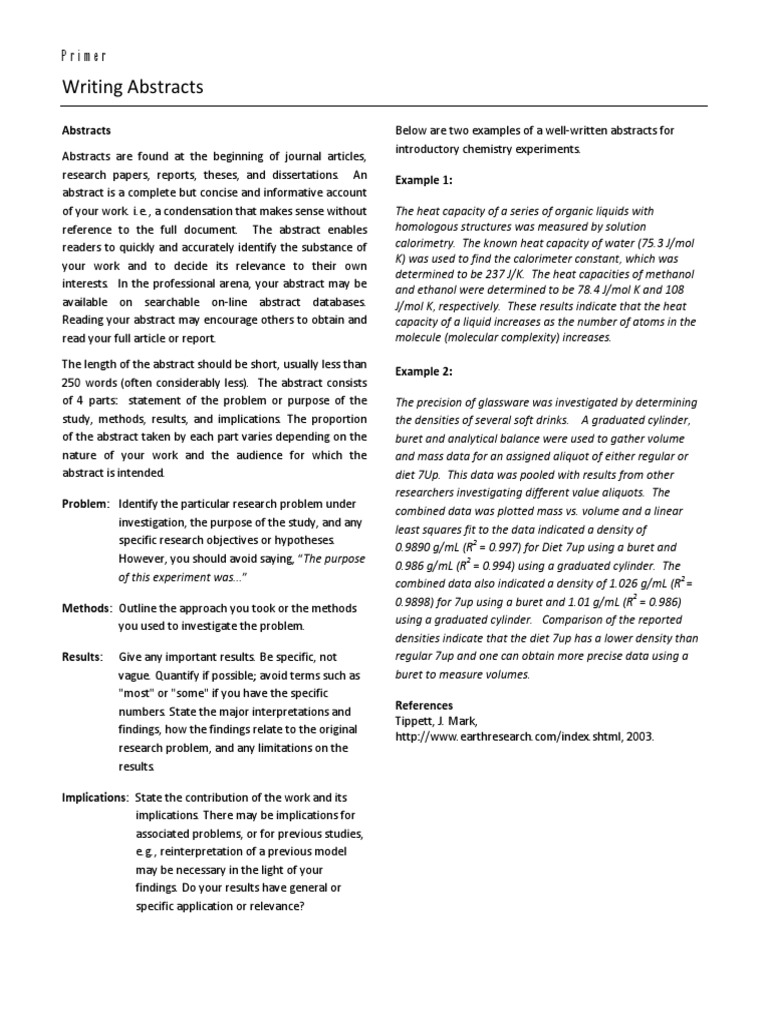 Writing An Abstract | PDF