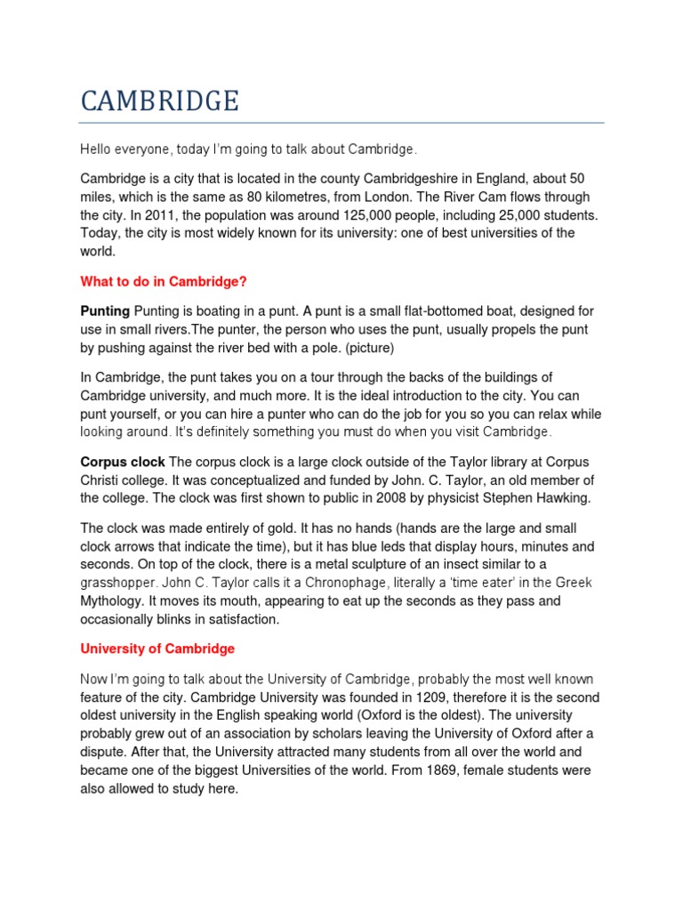 Cambridge: What To Do in Cambridge? | PDF | Science