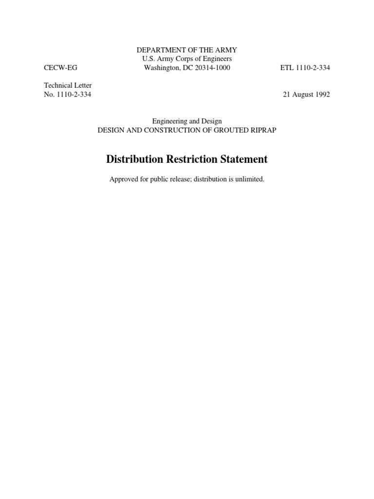 Grouted Riprap Design | Download Free PDF | United States Army Corps Of ...