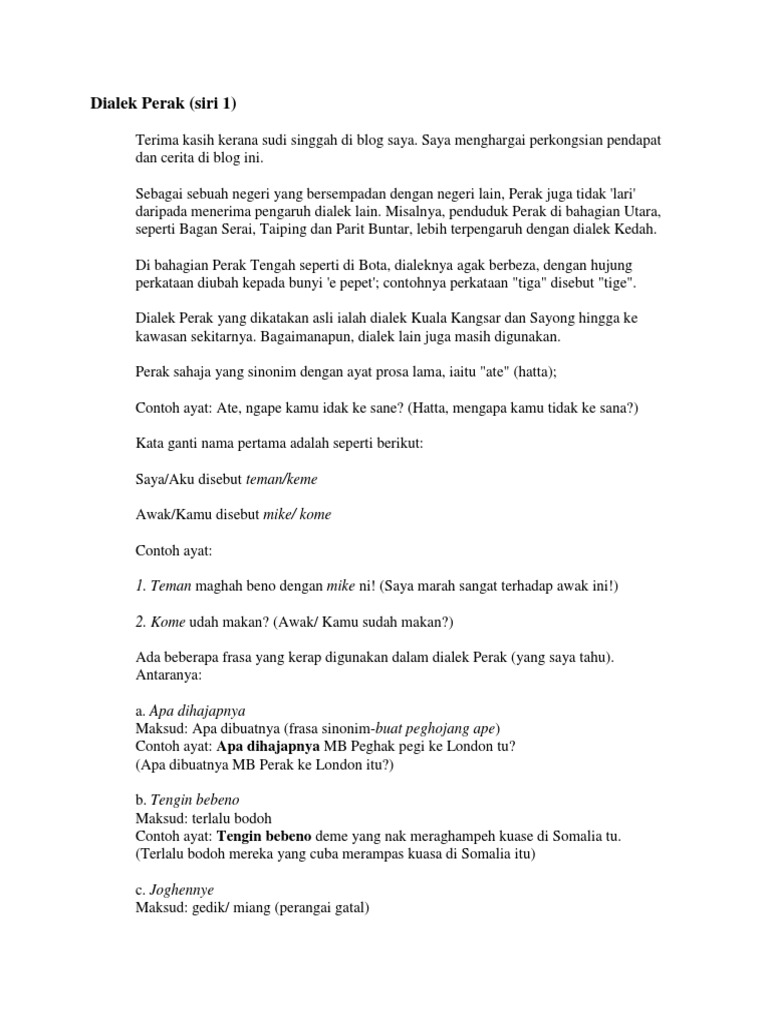 Dialek Perak | PDF