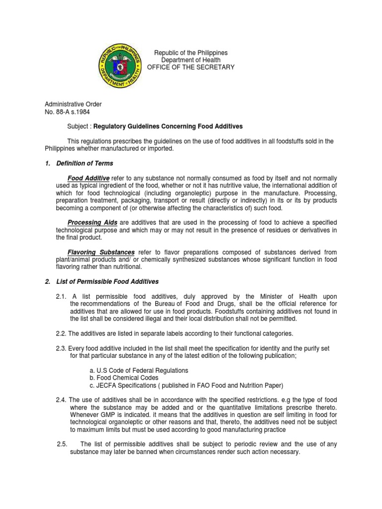 Guidelines for Food Additives in the Philippines | PDF | Dough | Flour