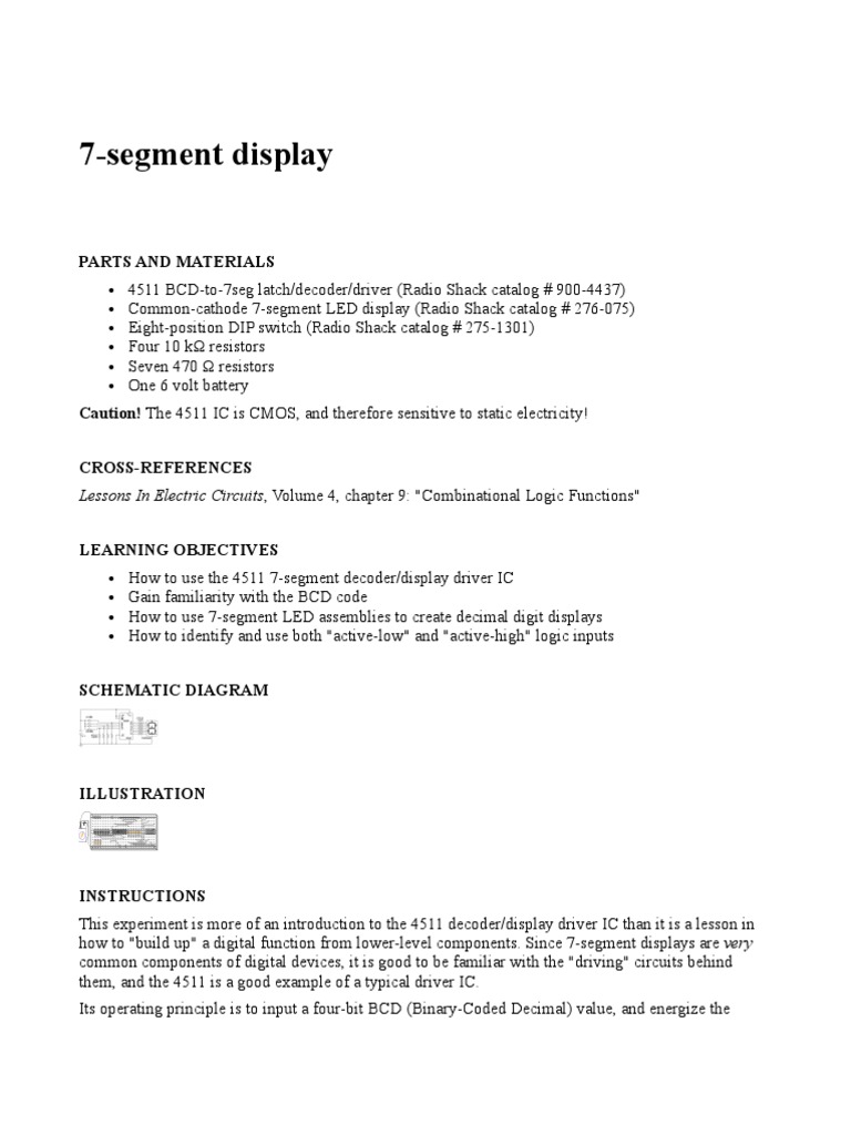 7-Segment Display: Parts and Materials | PDF | Binary Coded Decimal ...
