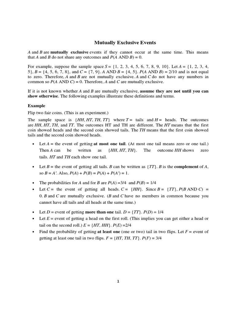 3 - Mutually Exclusive Events | PDF | Probability | Probability And ...