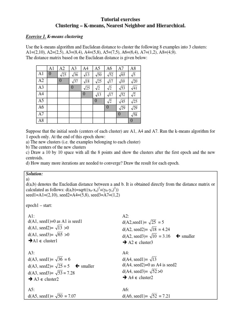 Tutorial Exercises Clustering - K-Means, Nearest Neighbor and ...