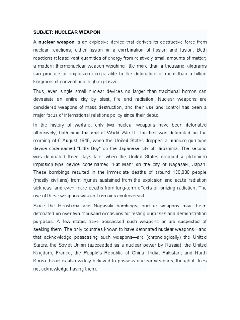 Atomic Bomb | PDF | Nuclear Weapons | Nuclear Fission