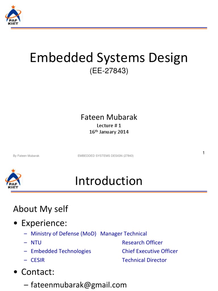 ESD-Lecture 01 - 14 | PDF | Embedded System | Microprocessor