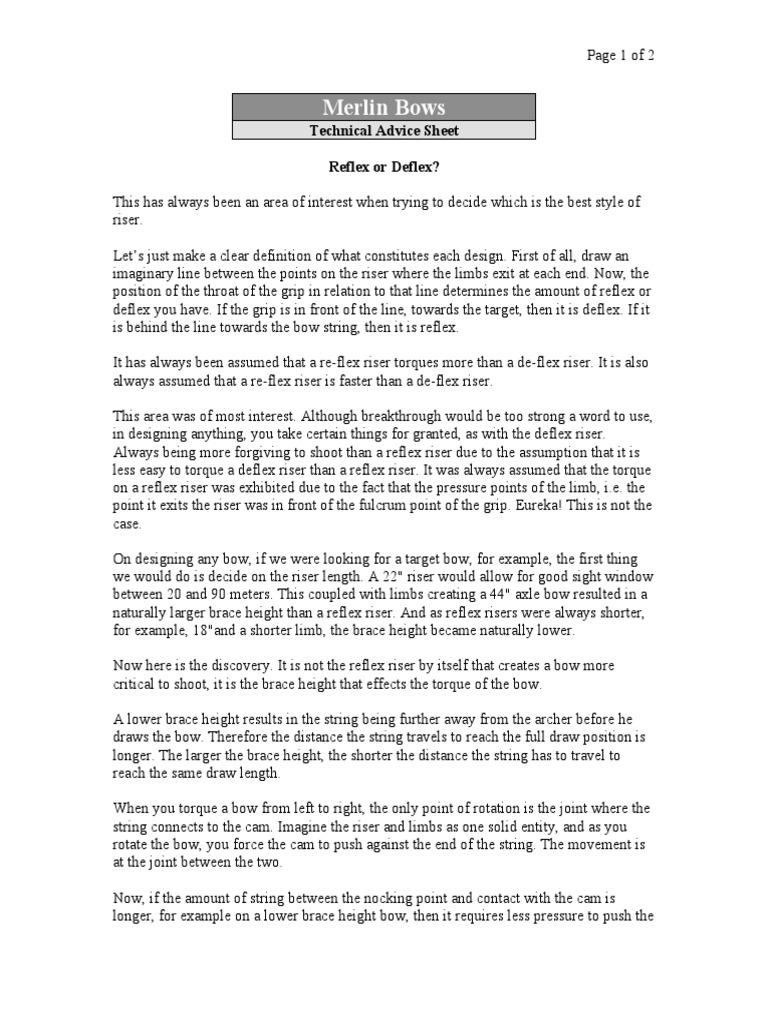 Choosing Between Reflex and Deflex Riser Designs | PDF | Bow And Arrow ...