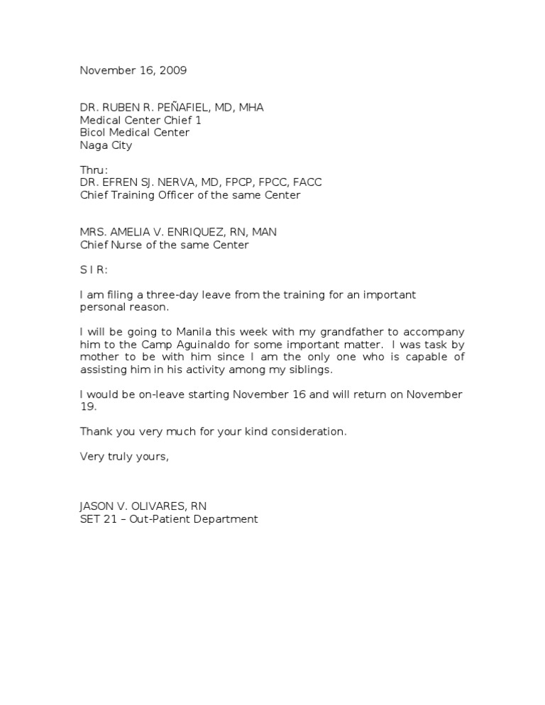 Letter of Leave | PDF