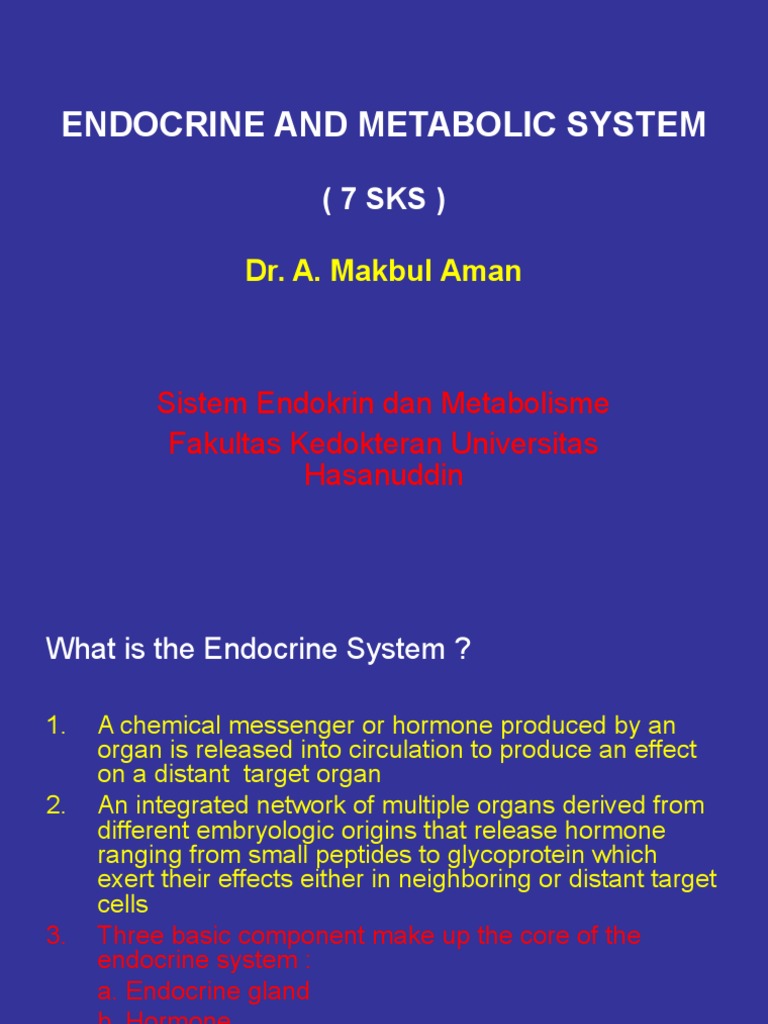Endocrine and Metabolic System: Dr. A. Makbul Aman | PDF | Hormone ...