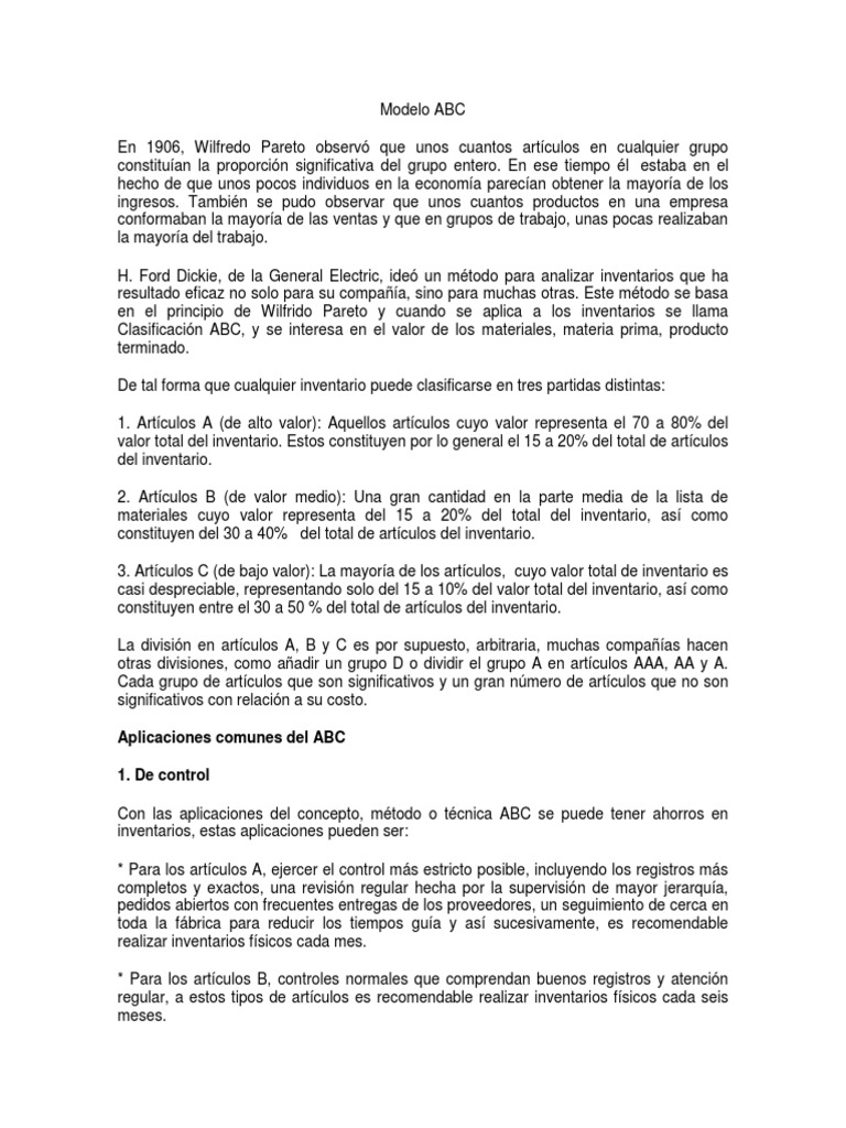 Modelo ABC | PDF | Jerga corporativa | Inventario