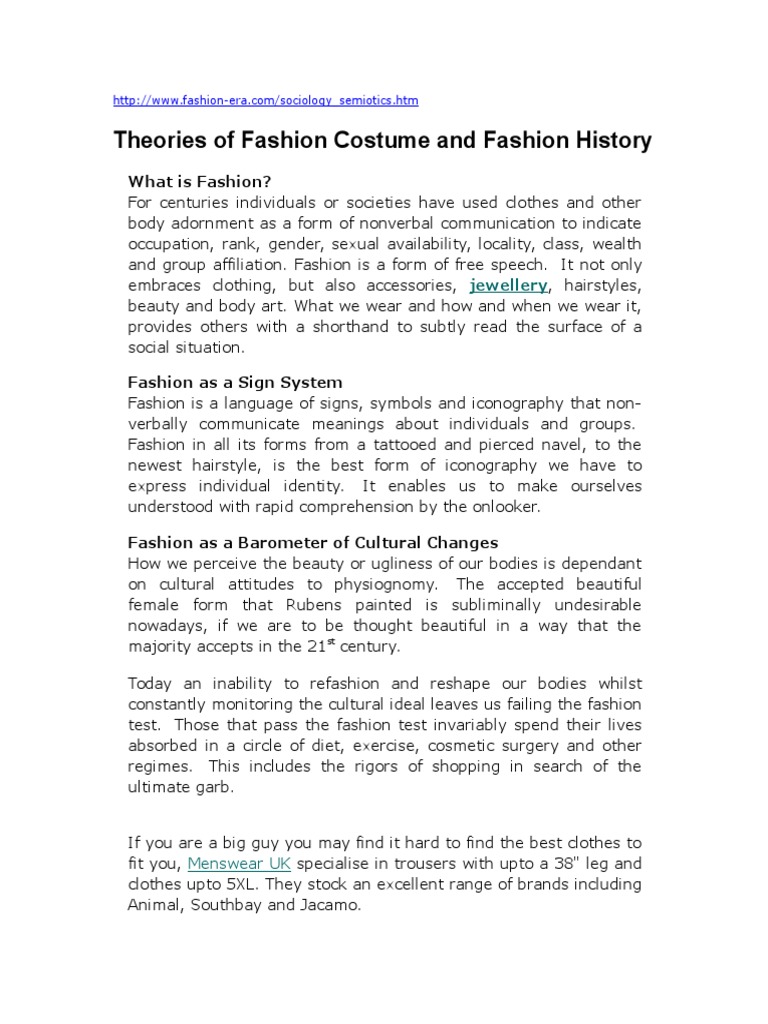 Theories of Fashion Costume and Fashion History | PDF | Fashion | Clothing