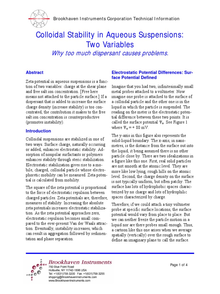 Colloidal Stability October | PDF | Colloid | Ion