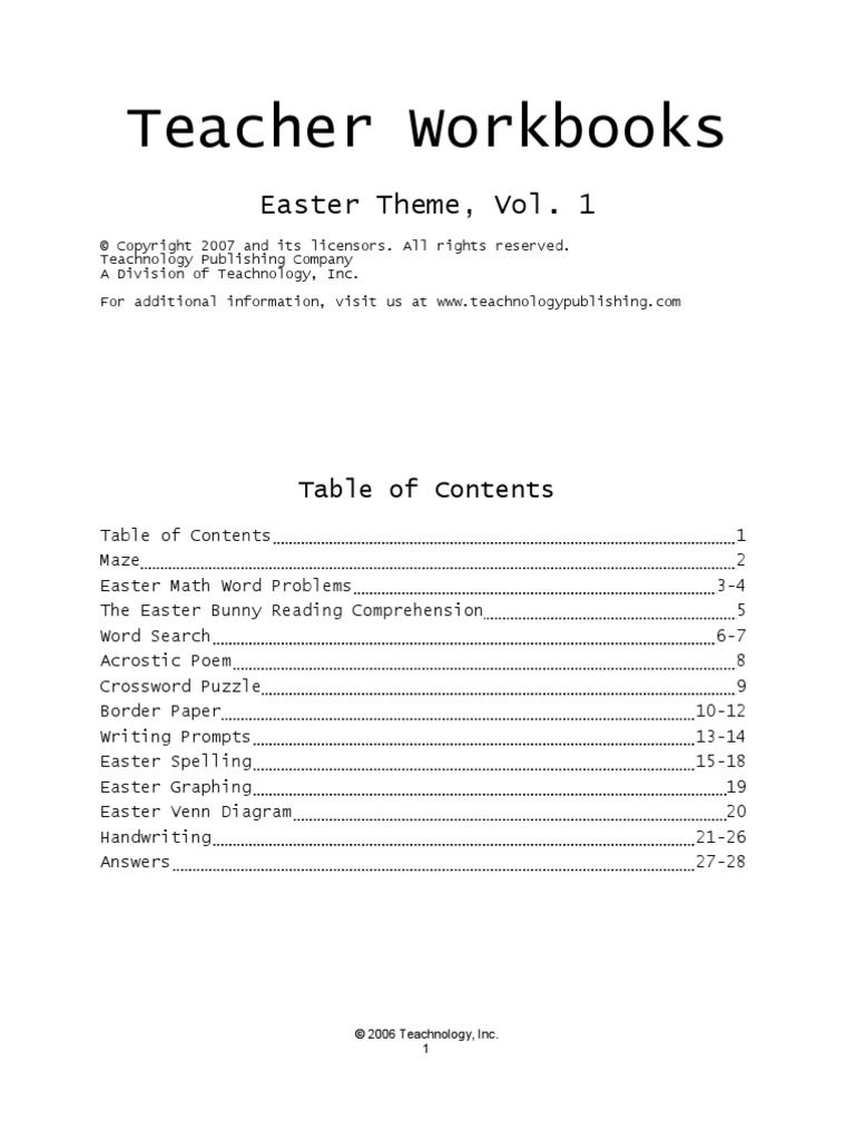 Teacher Workbooks: Easter Theme, Vol. 1 | PDF | Easter Egg | Easter