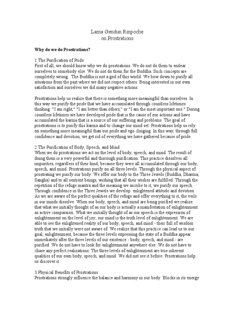 The Meaning of Prostration | PDF | Karma | Suffering