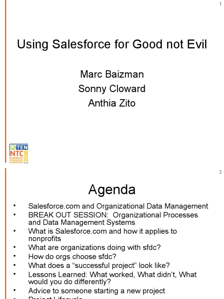 Using Salesforce For Good Not Evil: Marc Baizman Sonny Cloward Anthia ...