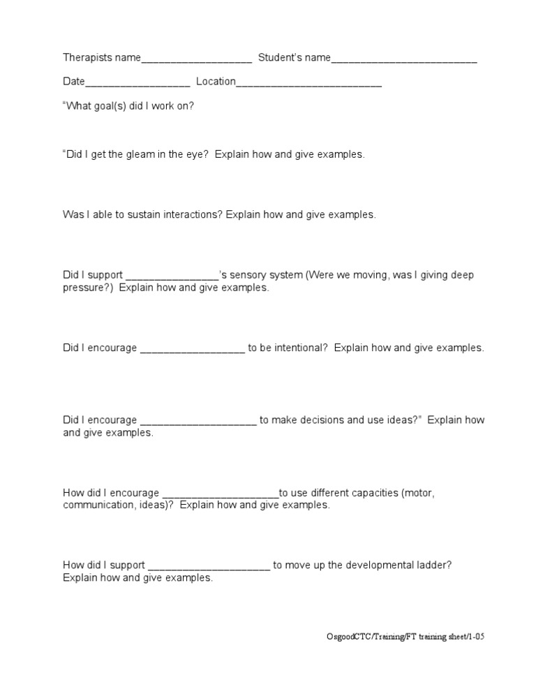 FT Training Sheet | PDF