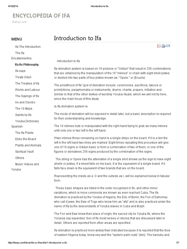 Introduction To Ifa | PDF | Divination | Deities