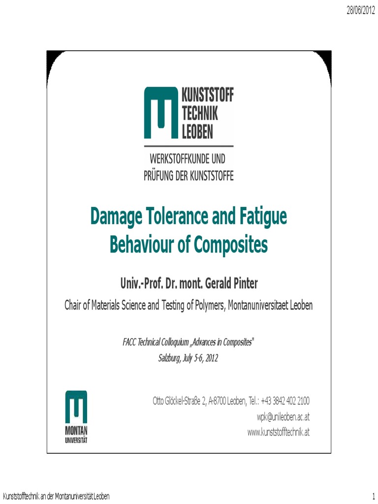 Damage Tolerance and Fatigue Behaviour of Composites | PDF ...