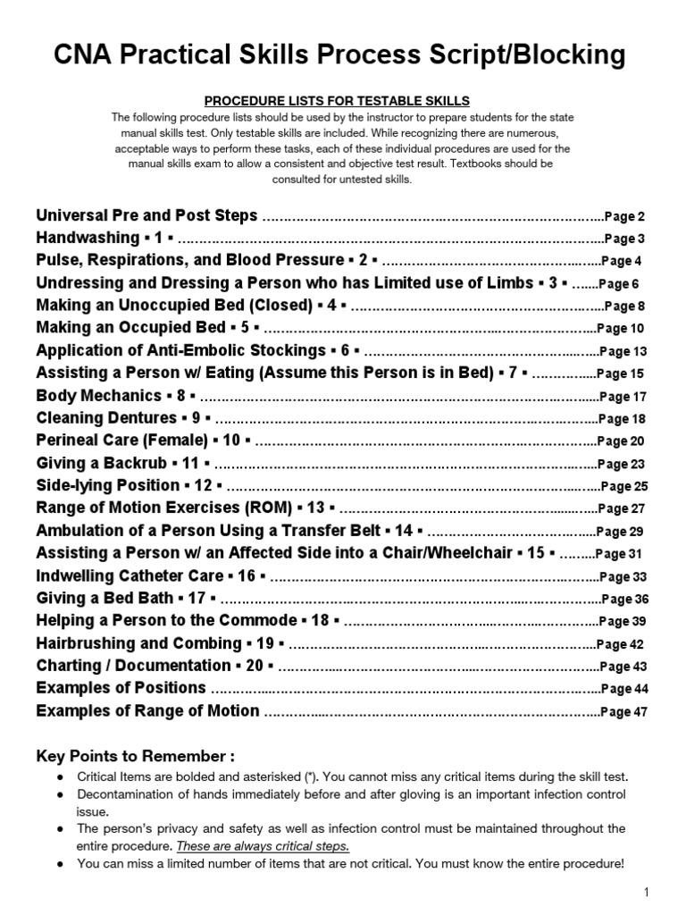 CNA Practical Skills Process "Script" | Anatomical Terms Of Motion ...