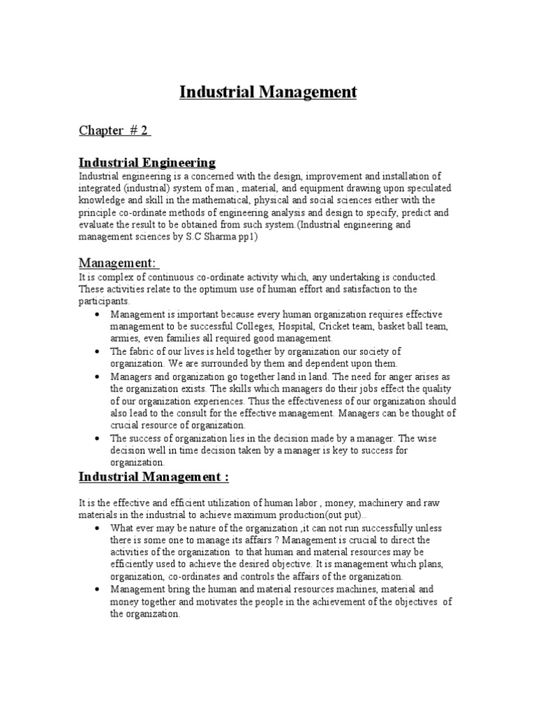 Industrial Management: Chapter # 2 | PDF | Goal | Industrial Engineering