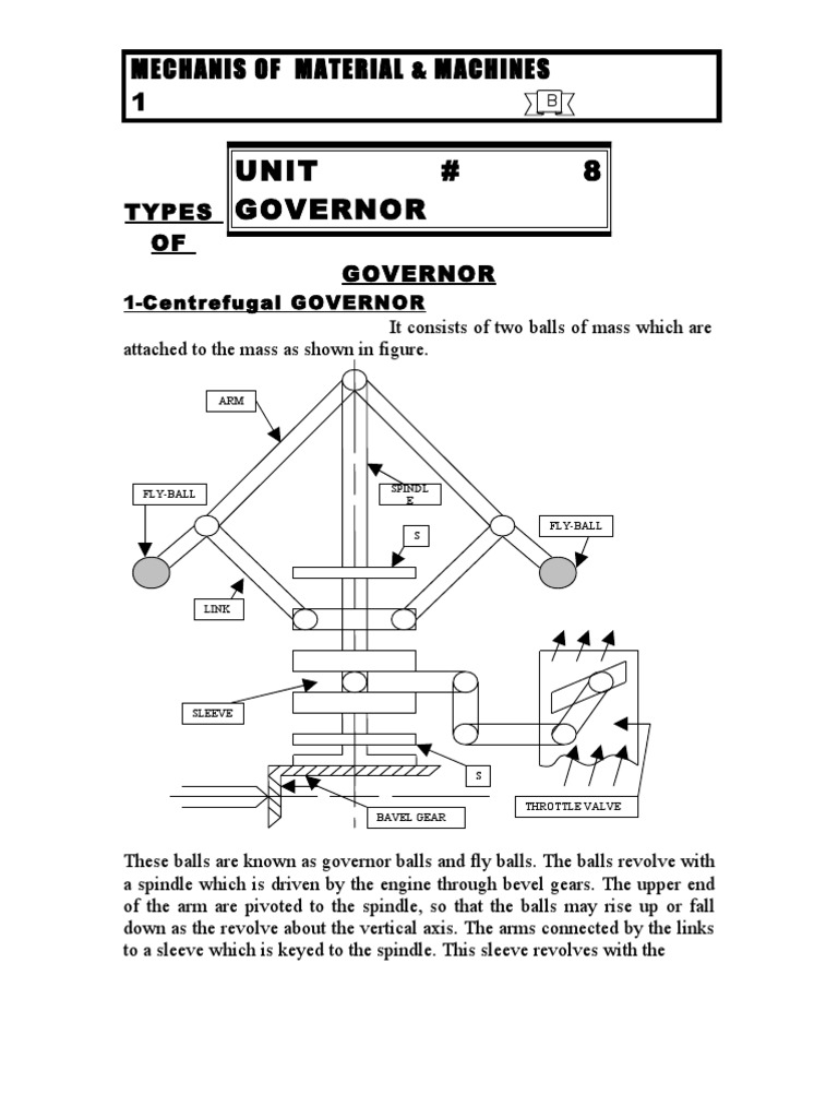 Unit # 8 Governor: Mechanis of Material & Machines 1 | PDF | Classical ...