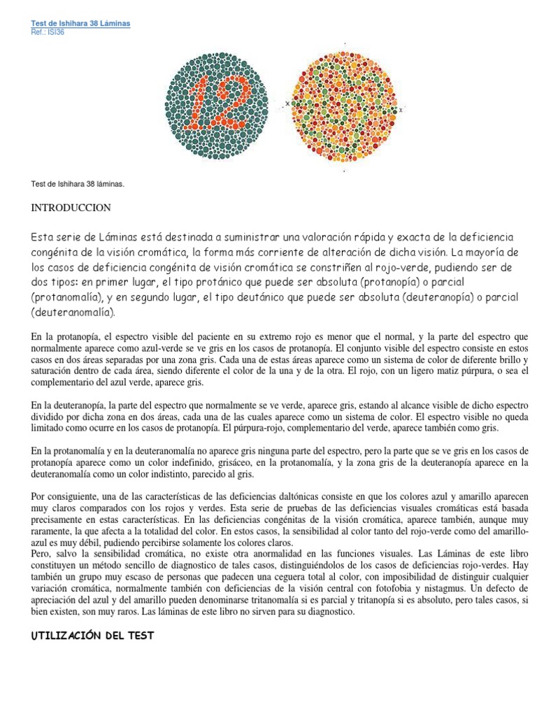Test de Ishihara 38 Láminas | Azul | Color