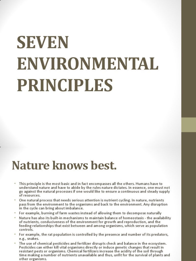 Seven Environmental Principles | PDF | Renewable Resources | Resource