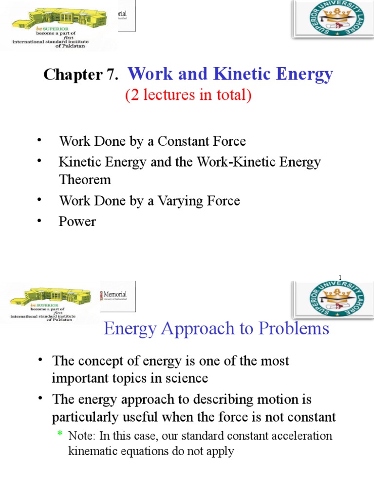 Work and Kinetic Energy: (2 Lectures in Total) | PDF | Force | Power ...