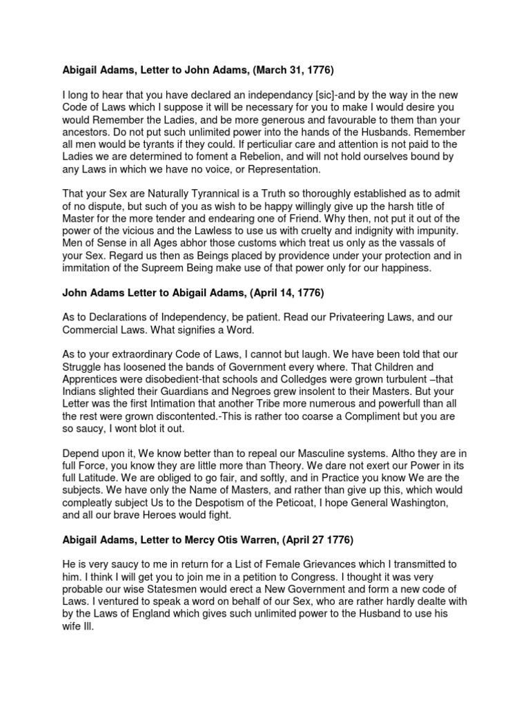 Abigail Adams Letters | Abigail Adams | John Adams