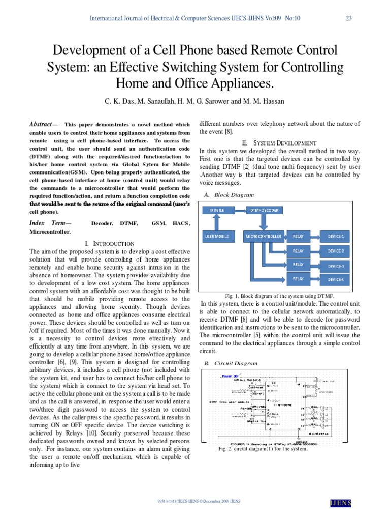 Development of A Cell Phone Based Remote Control System: An Effective ...