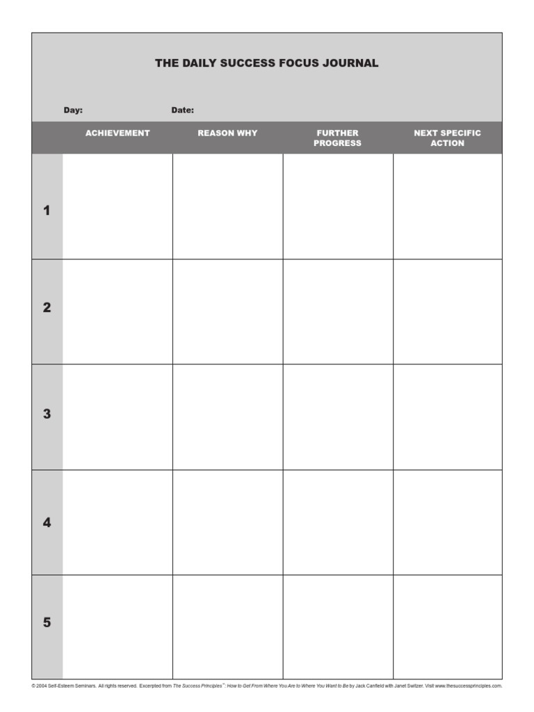 The Success Principles Daily Focus Journal | PDF | Self-Improvement