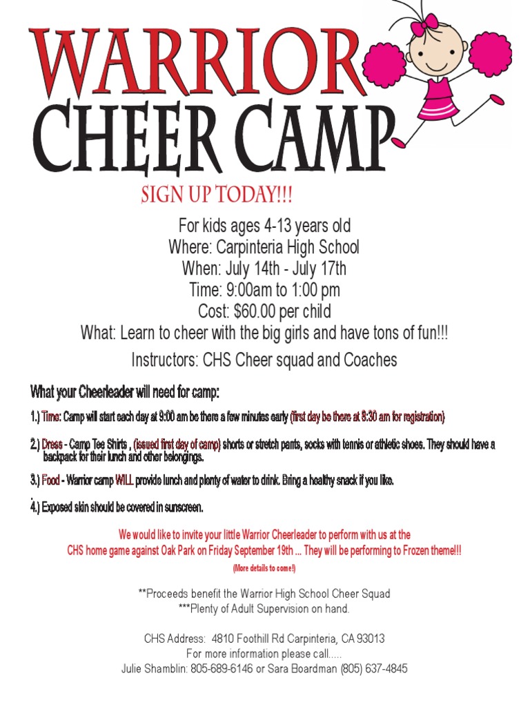 Warrior Cheer Camp 2014 | PDF | Cheerleading | Sports
