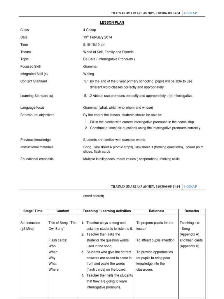 4c Grammar | PDF | Lesson Plan | Teachers