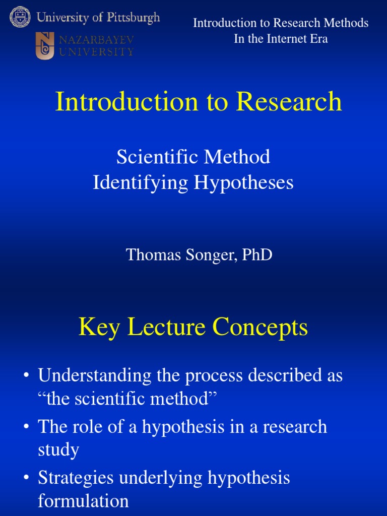 Introduction To Research: Scientific Method Identifying Hypotheses ...