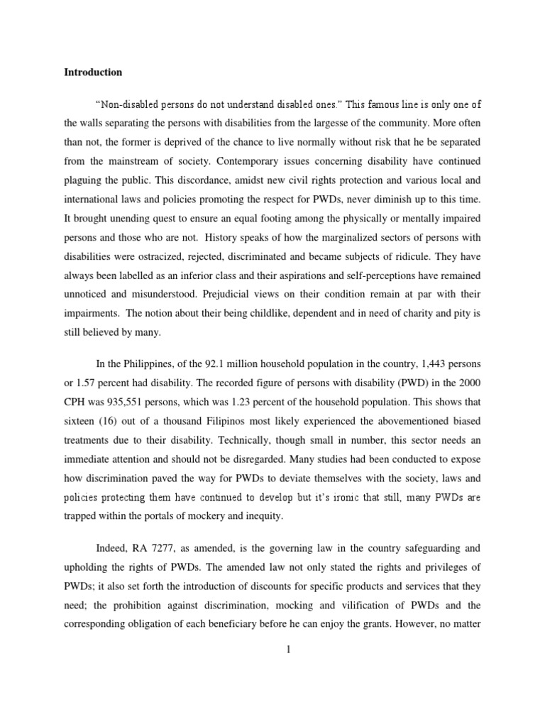 Persons With Disabilities Research Paper | PDF | Human Rights | Disability