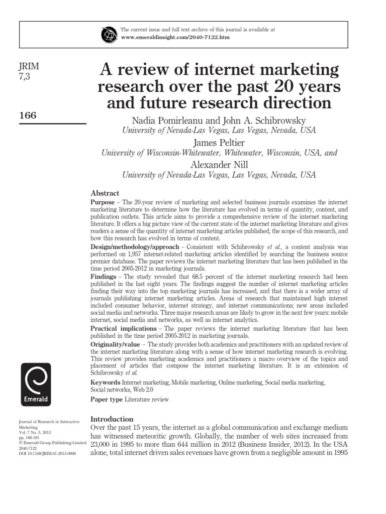 A Review of Internet Marketing Research Over The Past 20 Years and ...