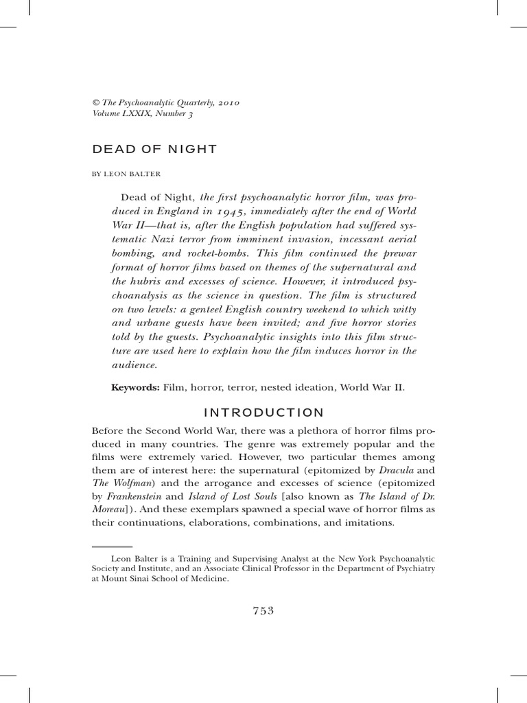 7 Dead of Night | PDF | Horror Films | Psychoanalysis