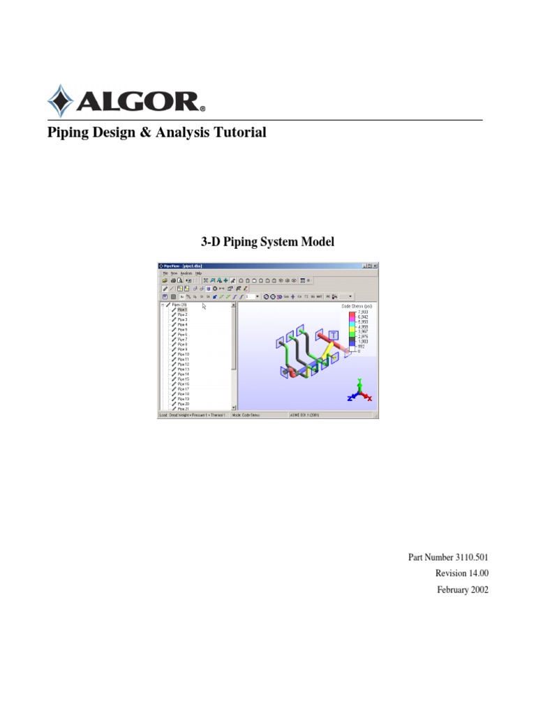 Piping Design & Analysis Tutorial: 3-D Piping System Model | PDF | Menu ...