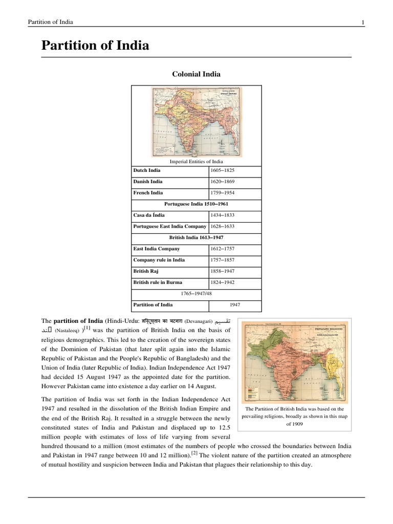 Partition of India | PDF | Partition Of India | Pakistan