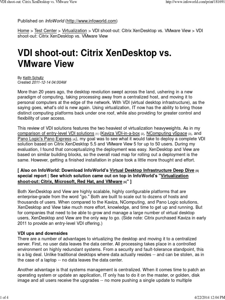 Citrix XenDesktop Vs VMware | PDF | Desktop Virtualization | Citrix Systems