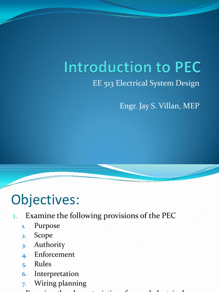 3 Introduction to PEC | Electrical Wiring | International System Of Units