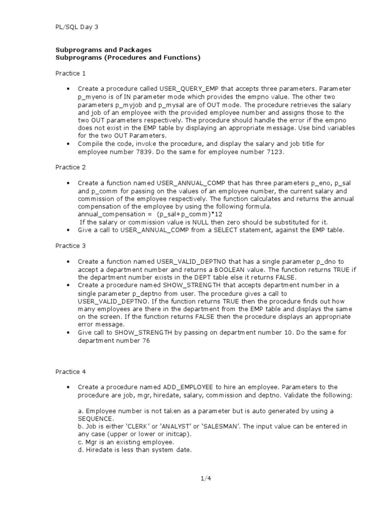 Subprograms and Packages Subprograms (Procedures and Functions) | PDF | Parameter (Computer ...