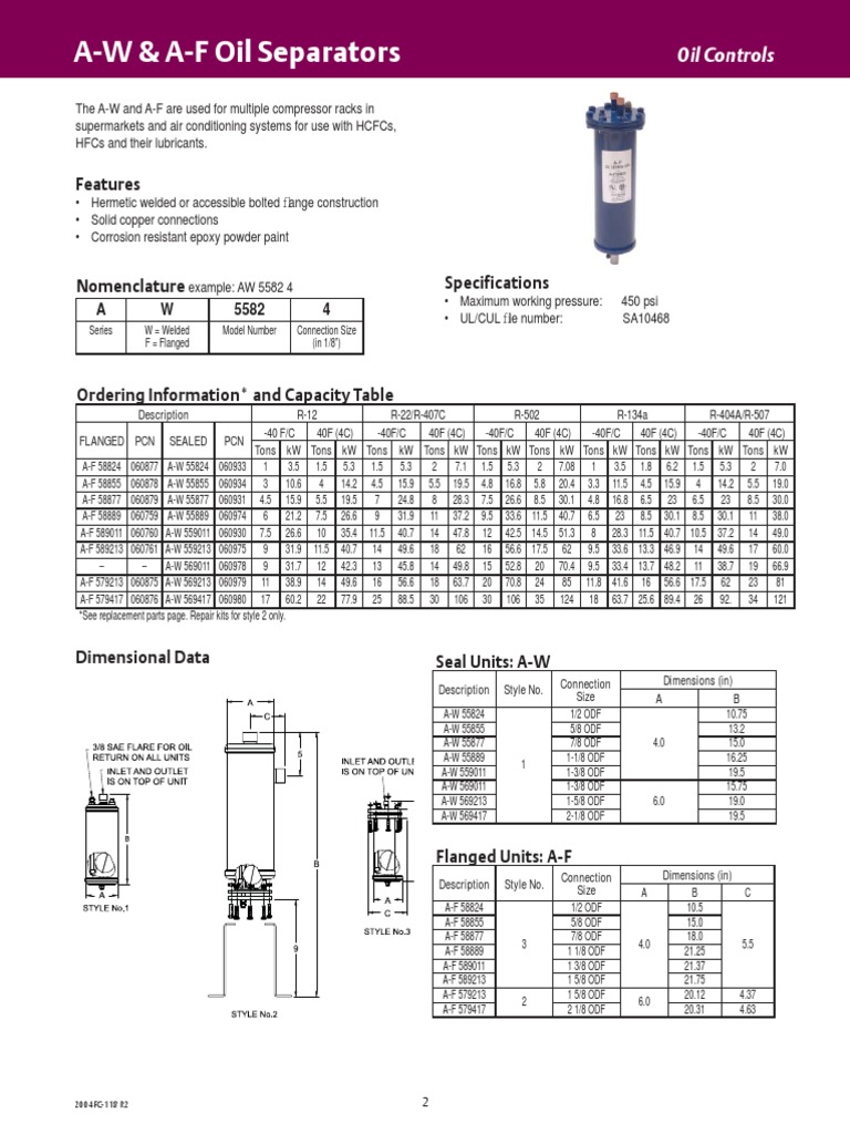 A-W and A-F Oil Separators | PDF | Materials | Mechanical Engineering